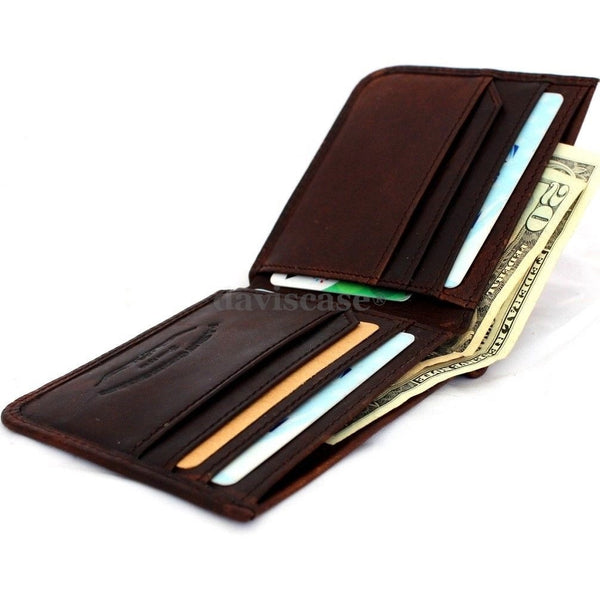 Men's Genuine Leather wallet 6 Credit Card Slots 2 Bill Compartments S ...